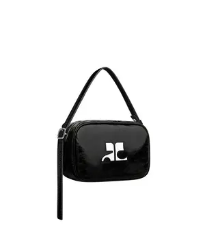 COURREGES Logo Detail Leather Shoulder Bag