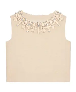 Celine Embroidered Top In Bouclette Natt