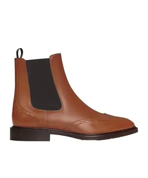 Celine Donavan Chelsea Boot With Brogues In Polished Bull