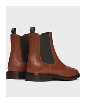 Celine Donavan Chelsea Boot With Brogues In Polished Bull