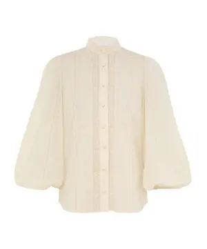Zimmermann Halliday Laced Trim Shirt - Cream