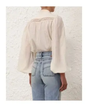Zimmermann Halliday Laced Trim Shirt - Cream
