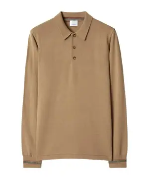Burberry Logo Wool Sweater With Striped Trim
