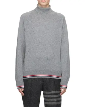 Thom Browne Cashmere Turtle-neck Sweater With Striped Detail