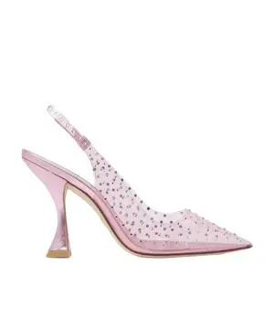 STUART WEITZMAN Embellished Transparent Slingback Pumps