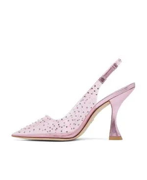 STUART WEITZMAN Embellished Transparent Slingback Pumps