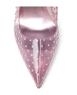 STUART WEITZMAN Embellished Transparent Slingback Pumps
