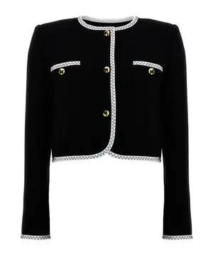 Moschino Collarless Single-breasted Short Jacket - Black