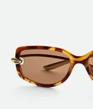 Bottega Veneta Knot Rectangular Sunglasses - Havana/brown