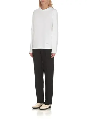 JIL SANDER Logo Plaque Long-sleeved T-shirt - White