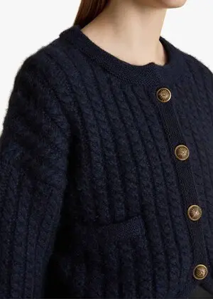 Khaite Balser Cardigan With Gold Buttons - Midnight