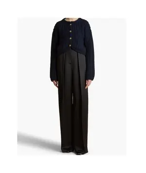 Khaite Balser Cardigan With Gold Buttons - Midnight