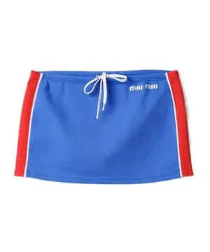 Miu Miu Logo Embroidered Drawstring Mini Skirt