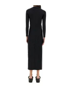 Alexander Wang Long Sleeve Logo Print Midi Dress - Black