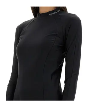 Alexander Wang Long Sleeve Logo Print Midi Dress - Black