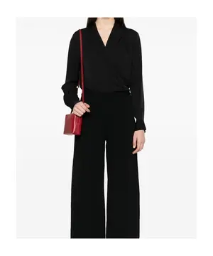 Theory V-neck Draped Blouse - Black