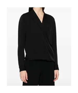 Theory V-neck Draped Blouse - Black