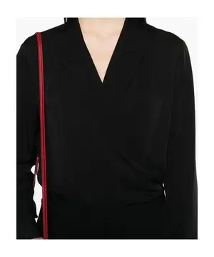 Theory V-neck Draped Blouse - Black