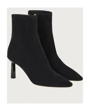 FERRAGAMO 70mm Pointed Toe Zip Up Ankle Boots - Black