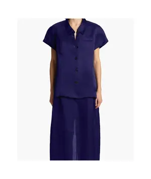 Khaite Keefe Button-up Blouse In Silk Organza - Amethyst
