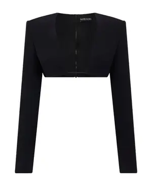 David Koma Plunging Neckline Cropped Top - Black