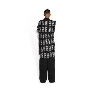Balenciaga Bb Icon Plaid Wool Scarf