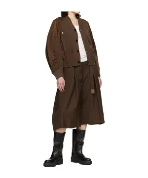 Sacai Patchwork Knit Y-neck Cardigan - Brown