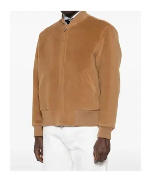 LARDINI Ribbed-collar Wool Jacket - Brown