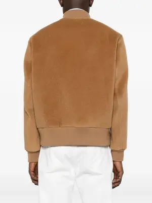 LARDINI Ribbed-collar Wool Jacket - Brown