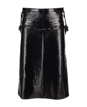COURREGES Midi Leather Skirt With Slit Detail