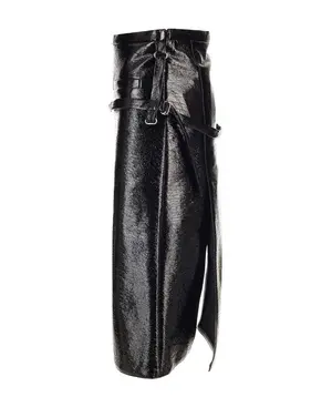 COURREGES Midi Leather Skirt With Slit Detail