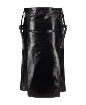 COURREGES Midi Leather Skirt With Slit Detail