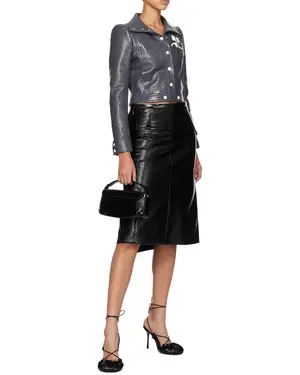 COURREGES Midi Leather Skirt With Slit Detail