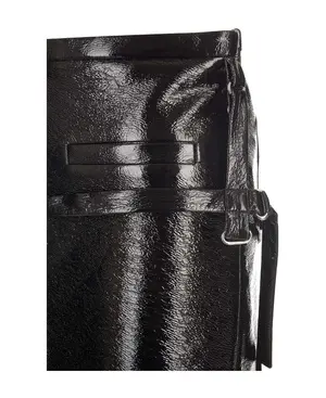 COURREGES Midi Leather Skirt With Slit Detail