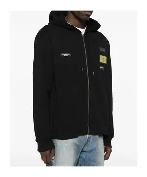MAISON MARGIELA Logo Patch Full Zip Hoodie - Black