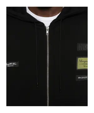 MAISON MARGIELA Logo Patch Full Zip Hoodie - Black