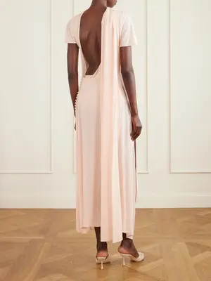 Magda Butrym Asymmetrical Knit Maxi Dress With Scarf Neckline