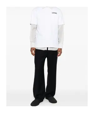 Loewe Drawstring Wool Trousers With Embroidered Rearrangement Pattern - Blue