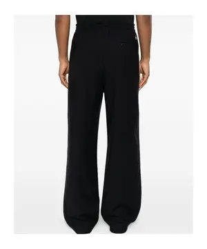 Loewe Drawstring Wool Trousers With Embroidered Rearrangement Pattern - Blue