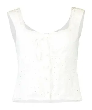 Staud Square Neck Top With Lace Trim