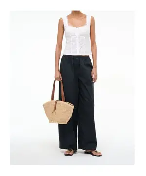 Staud Square Neck Top With Lace Trim