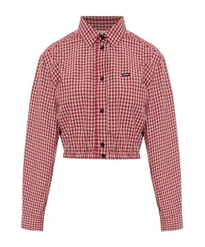 Vetements Checked Cropped Shirt - Red