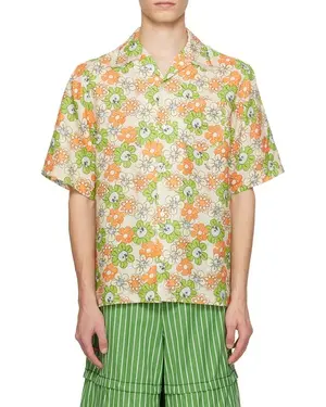 Marni Floral-print Shirt - Nude