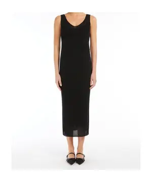 Max Mara V-neck Knitted Midi Dress - Black