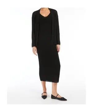 Max Mara V-neck Knitted Midi Dress - Black