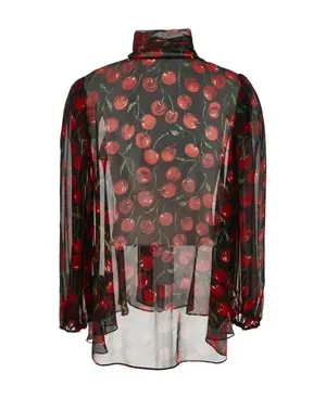 Dolce & Gabbana Cherry Print Long Sleeve Blouse - Black