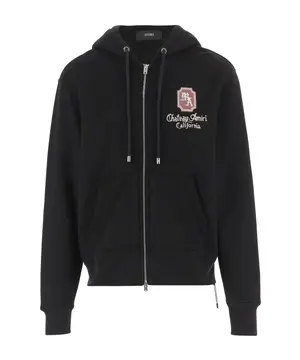 Amiri Logo-printed Full Zip Hoodie - Black