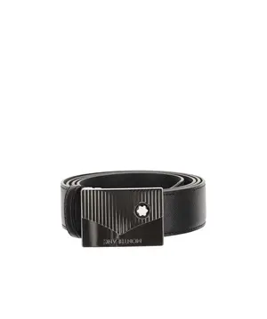 Montblanc Logo Engraved Buckle Belt - Black