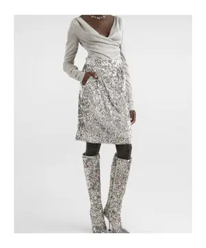 Dolce & Gabbana Sequined Midi Skirt - Silver