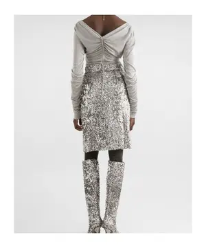 Dolce & Gabbana Sequined Midi Skirt - Silver